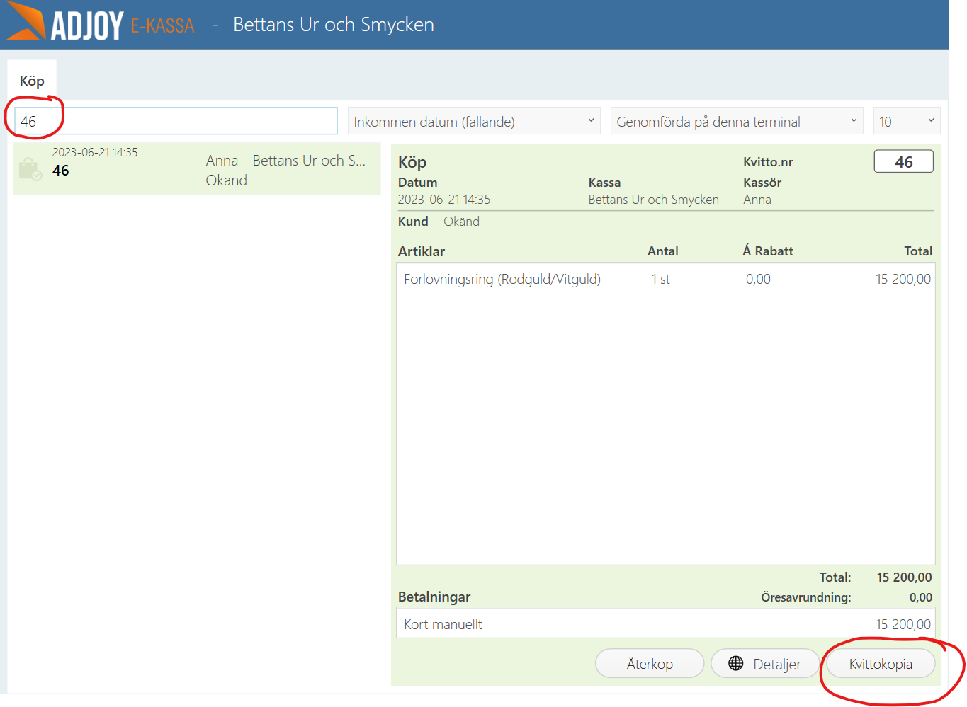 Skriva ut kvittokopia – Adjoy AB